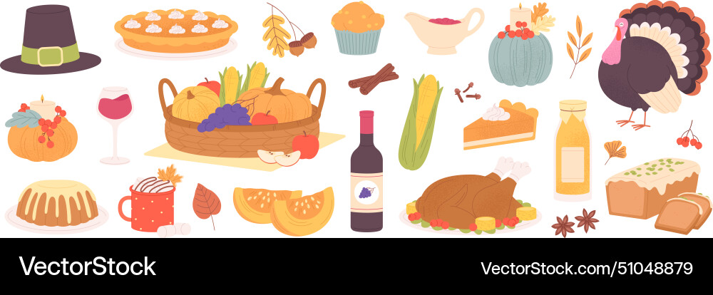 Thanksgiving day clipart food and drinks symbol Vector Image