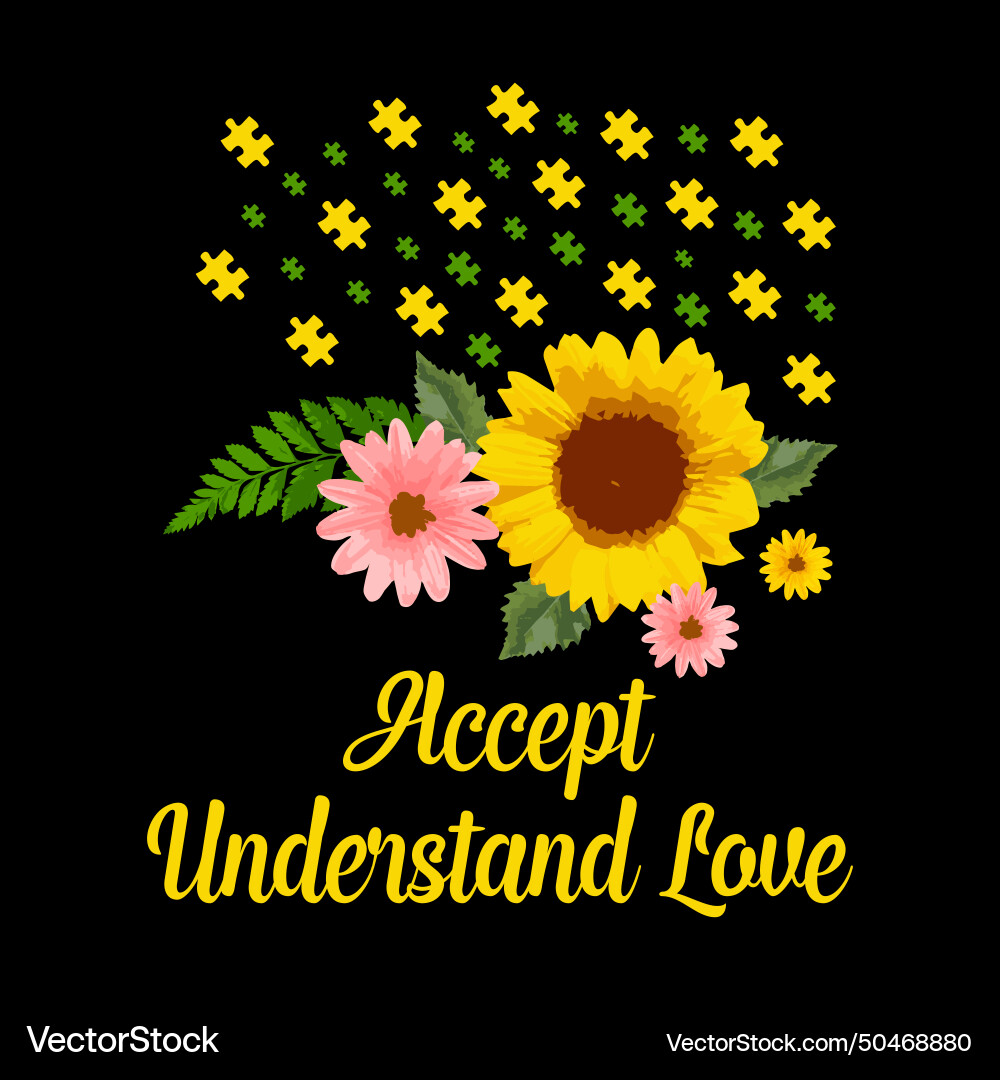 Autism awareness accept understand love Royalty Free Vector
