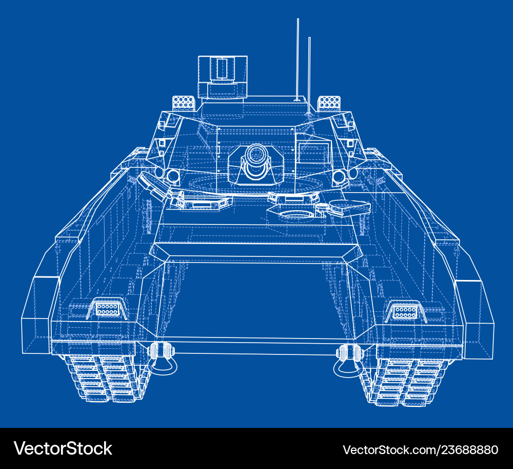 Blueprint of realistic tank Royalty Free Vector Image