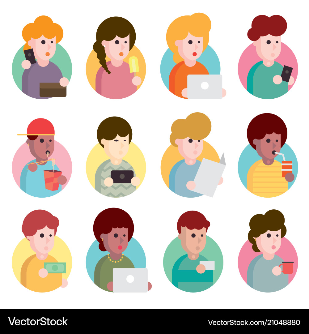 Collection of flat design set portraits avatars Vector Image