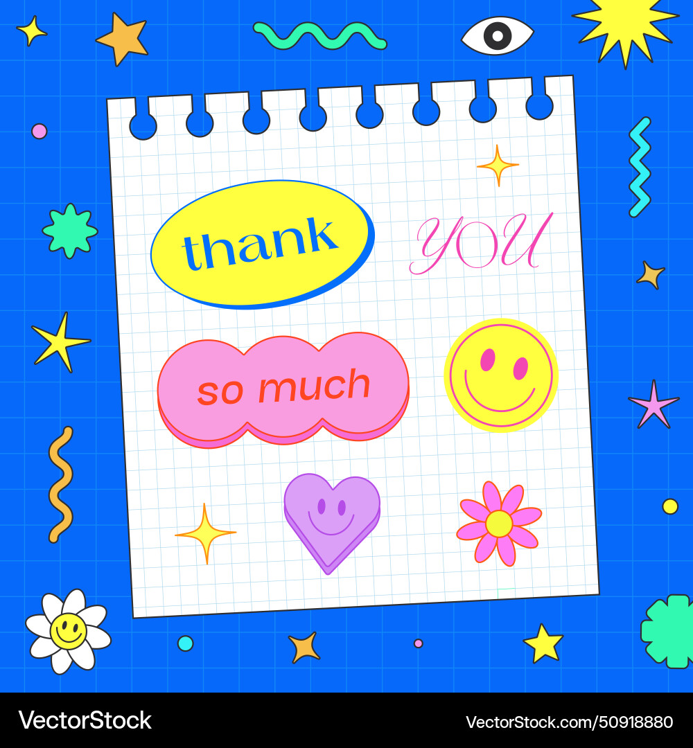 Cute y2k notebook paper page template cool note Vector Image