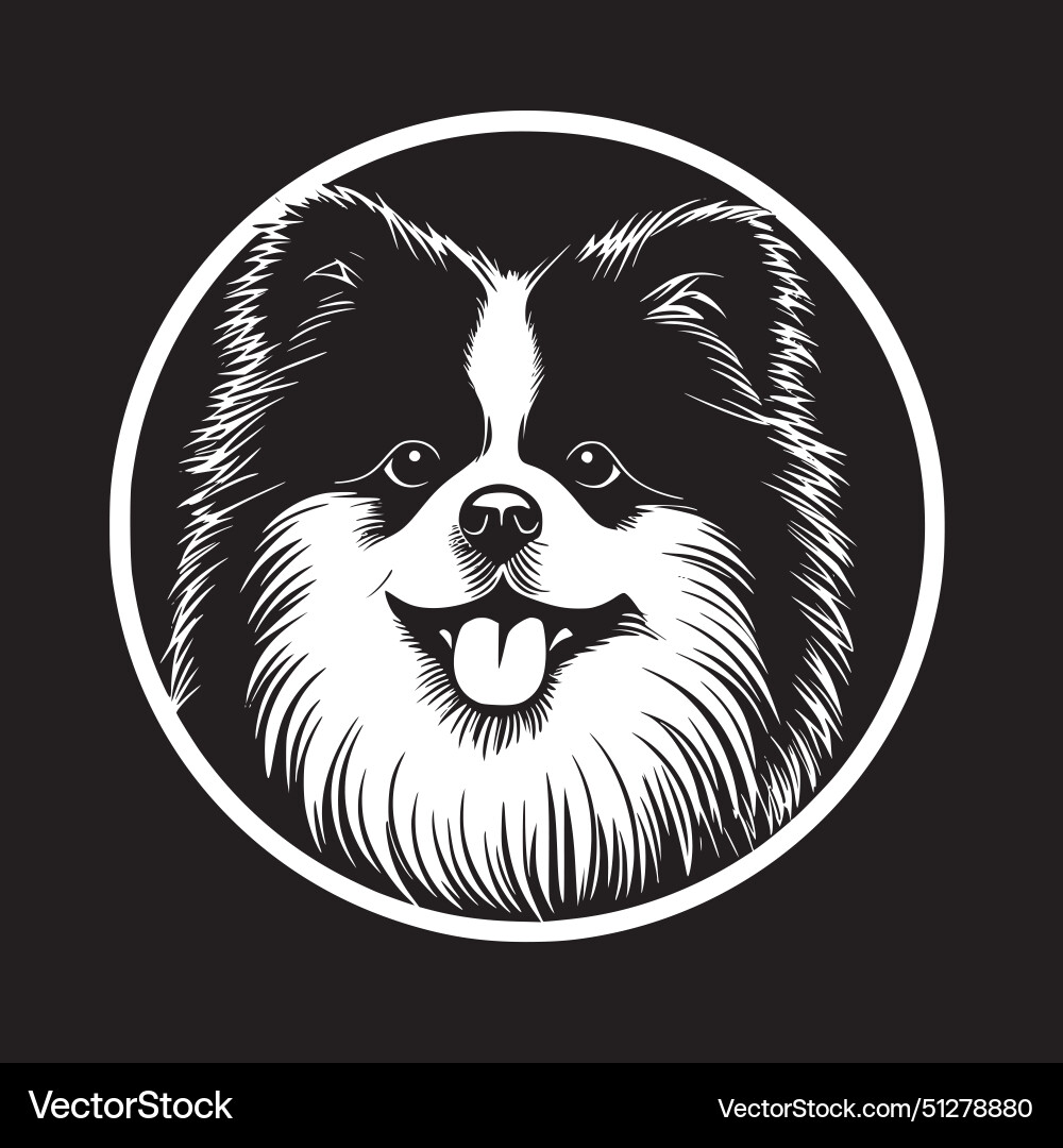 Pomeranian - black and white isolated icon Vector Image