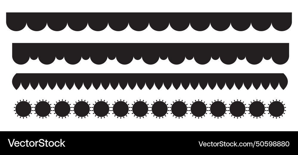 Scalloped outline silhouette collection frill Vector Image