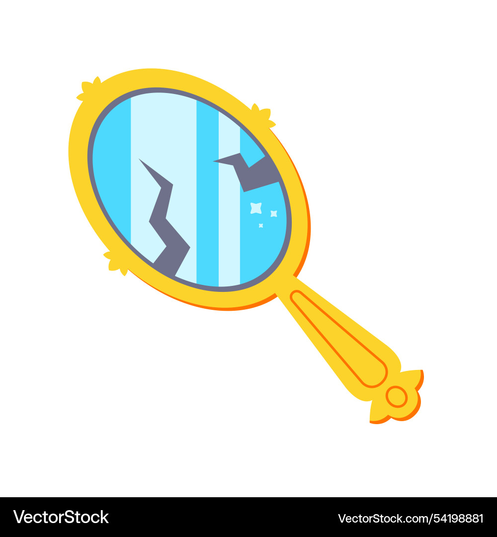 A broken small mirror in gold frame Royalty Free Vector