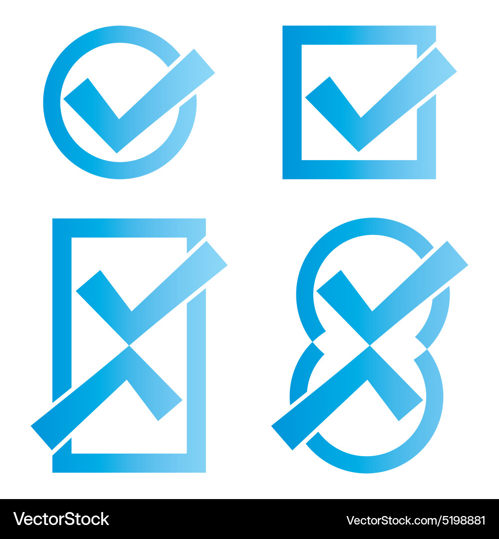 Blue tick icons Royalty Free Vector Image - VectorStock