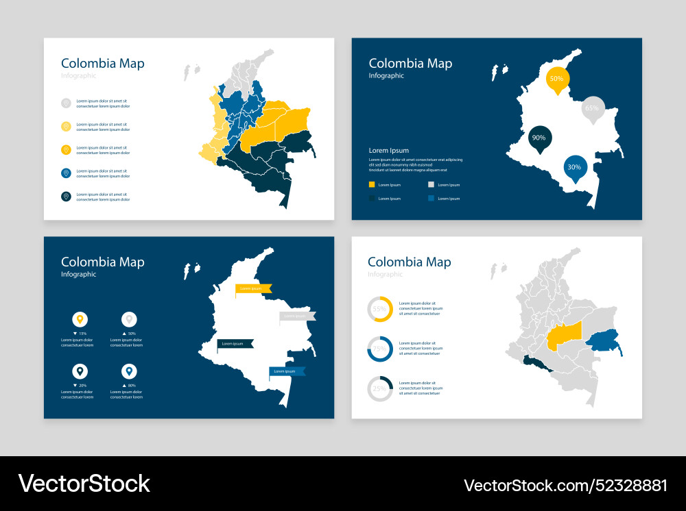 Flat design colombia map infographic Royalty Free Vector