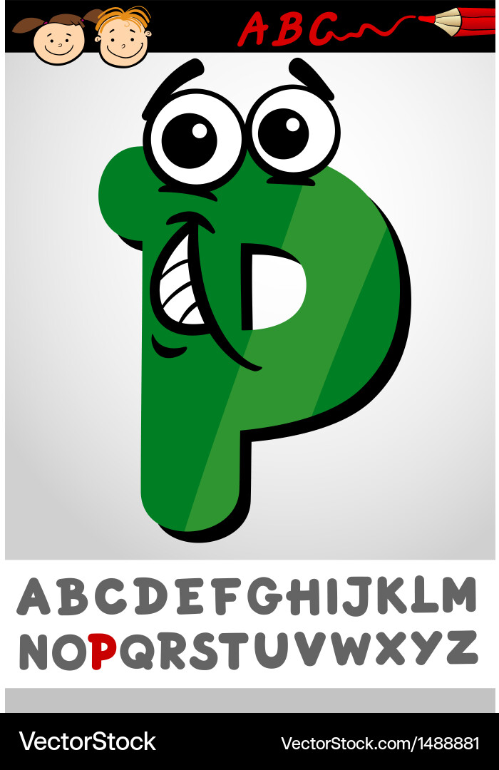 Funny letter p cartoon Royalty Free Vector Image