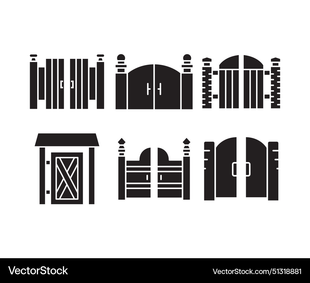 Gate and fence icons Royalty Free Vector Image