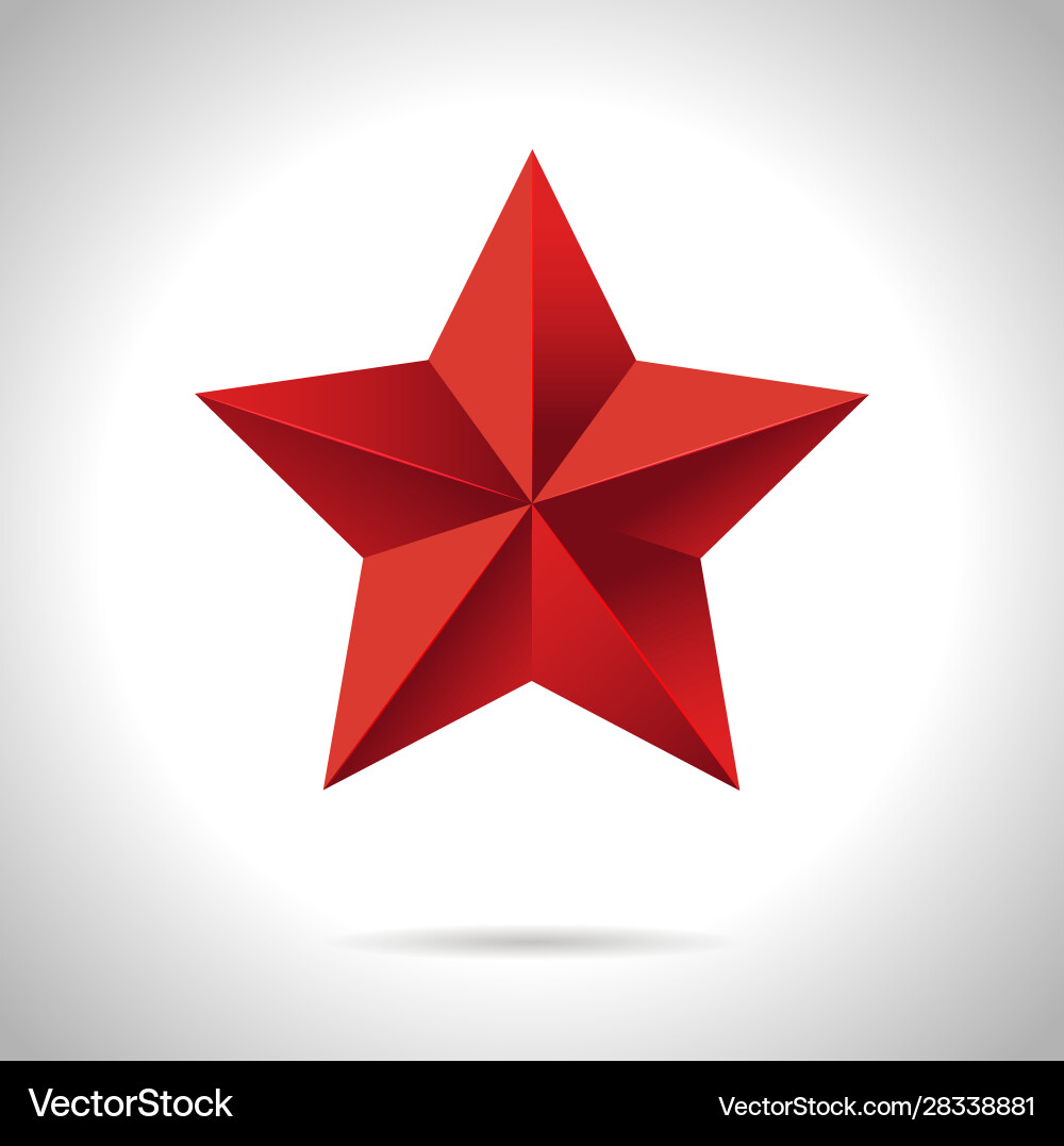 Gold red star 3d art symbol Royalty Free Vector Image