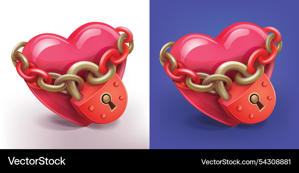 Love heart with chain and lock Royalty Free Vector Image