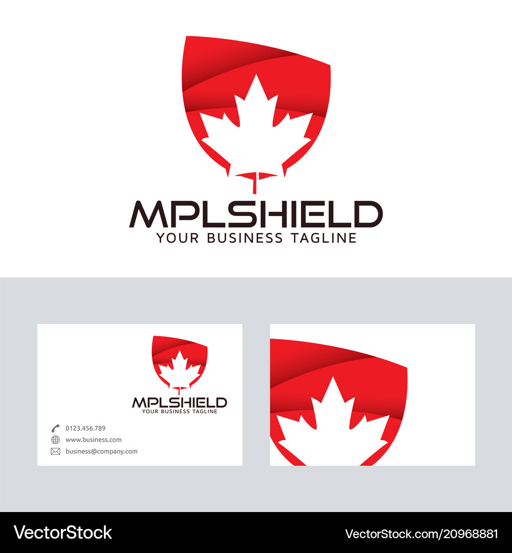 Maple shield logo design Royalty Free Vector Image