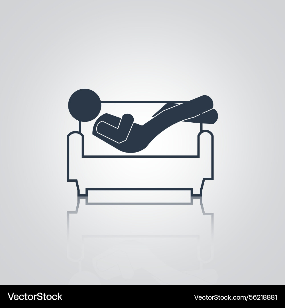 Resting man icon relaxing on sofa with a silver Vector Image