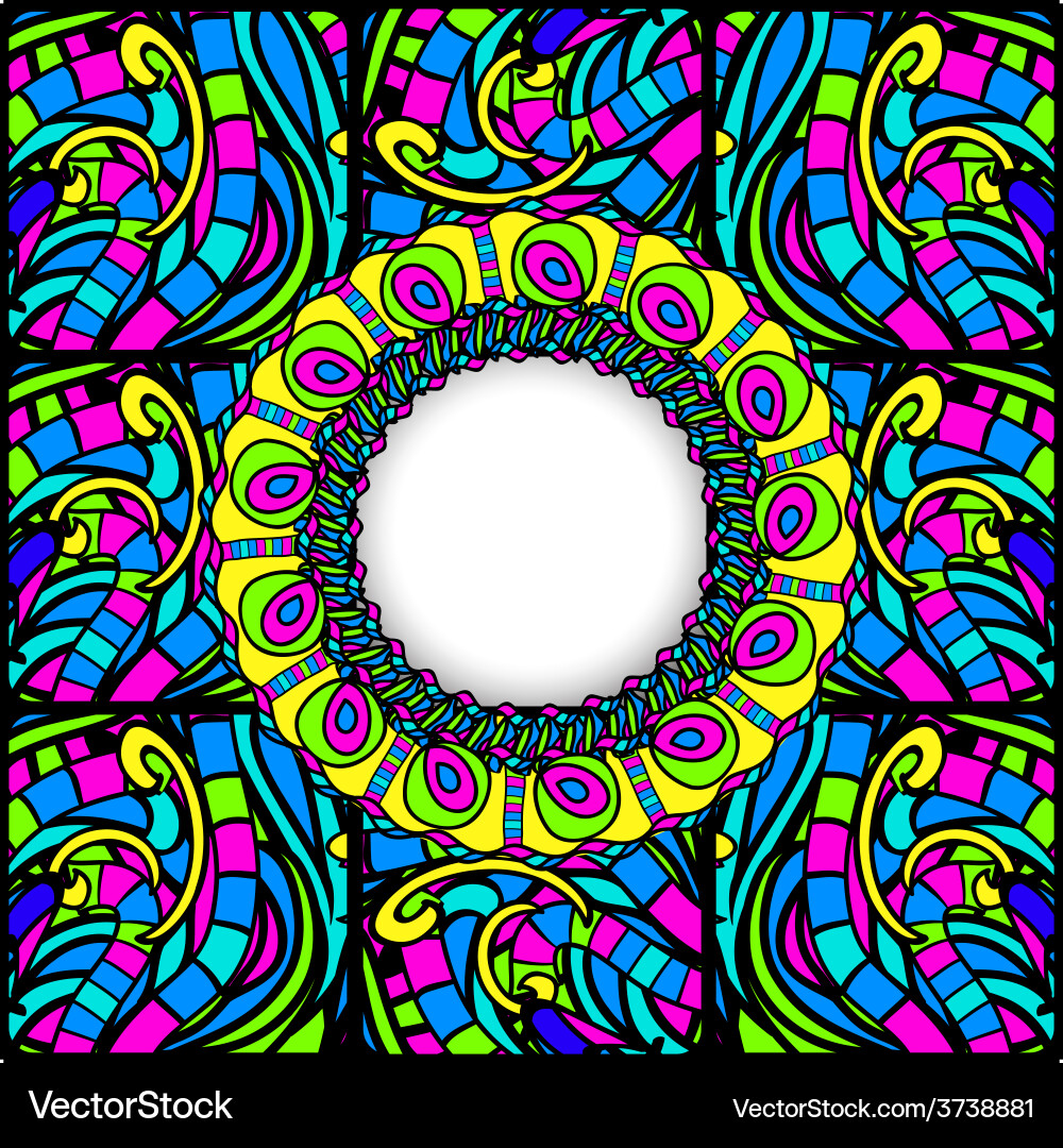Stained-glass abstract round frame Royalty Free Vector Image
