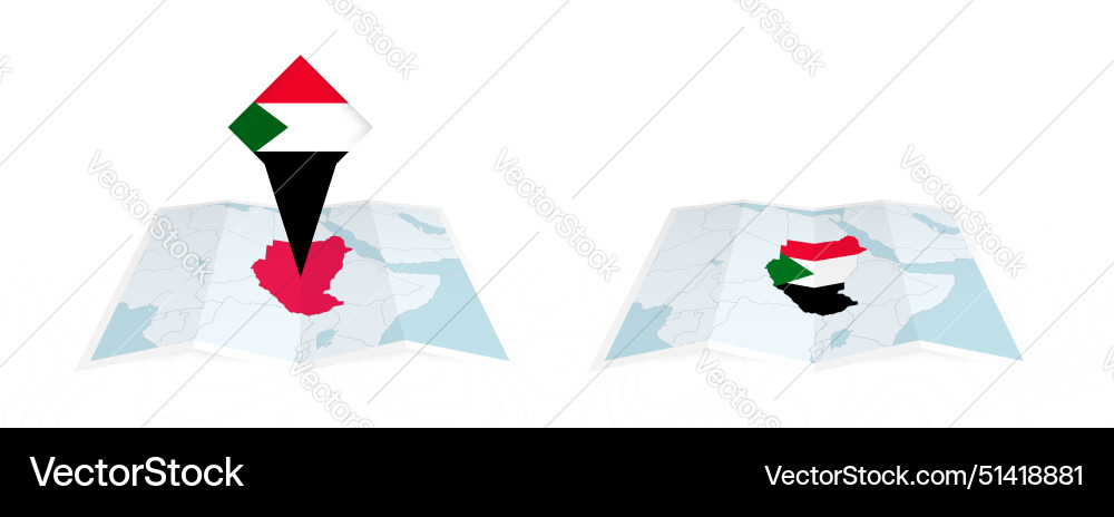 Two versions of an sudan folded map one with a Vector Image