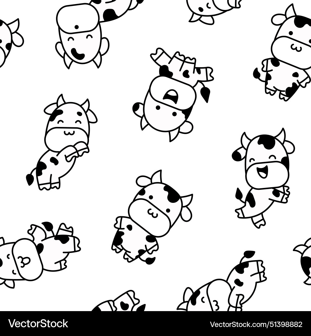 Beautiful cow seamless pattern coloring page Vector Image