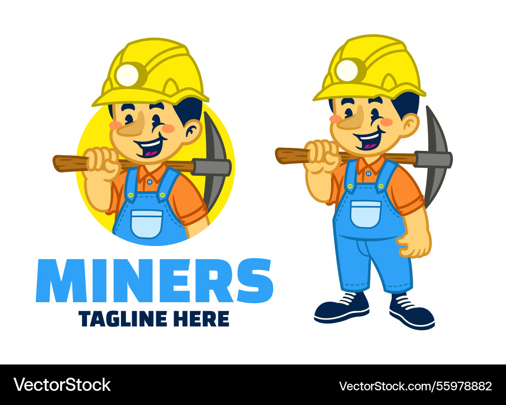 Mascot logo of miners Royalty Free Vector Image