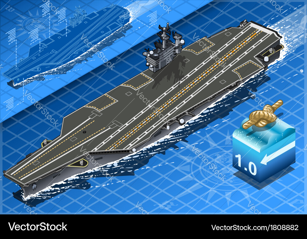 Modern Aircraft Carrier - Isometric View Vector Image
