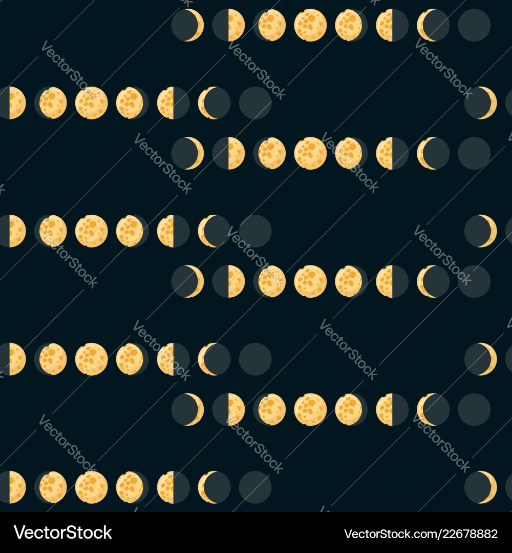 Moon phases seamless pattern Royalty Free Vector Image