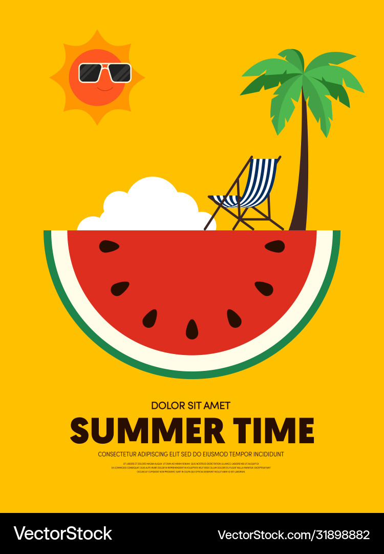 Summer time and happy holiday poster template Vector Image