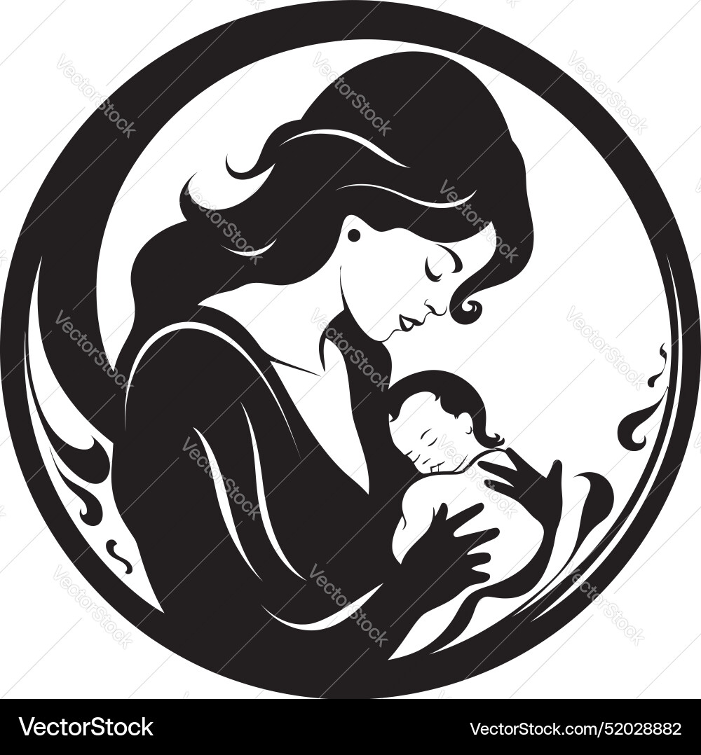 Unconditional love black logo design of maternal Vector Image