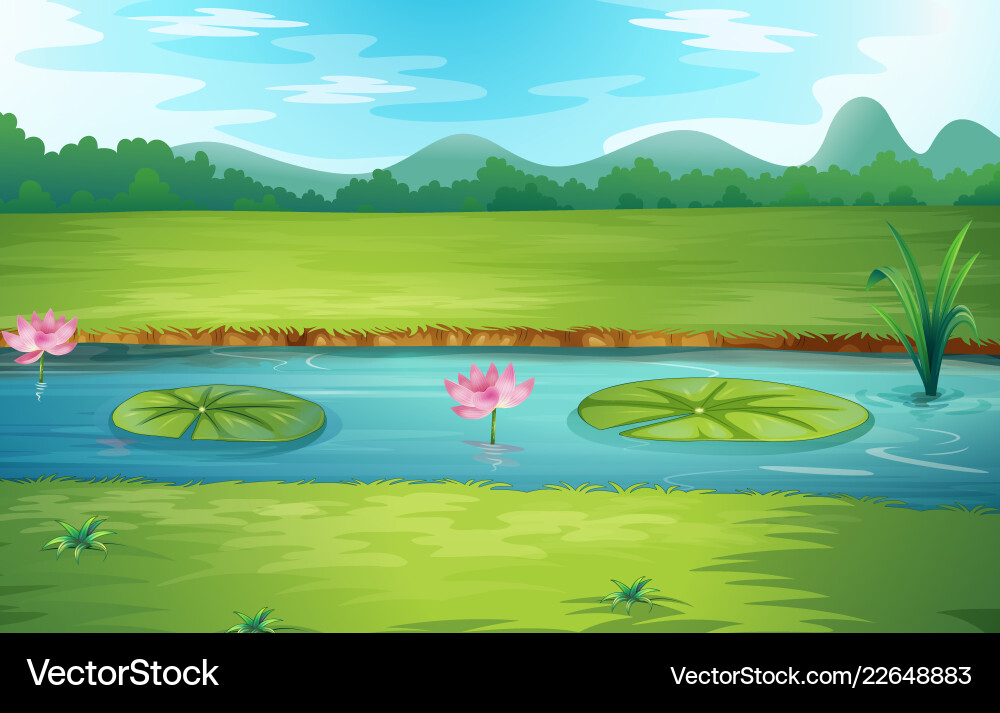 Beautiful nature river landscape Royalty Free Vector Image