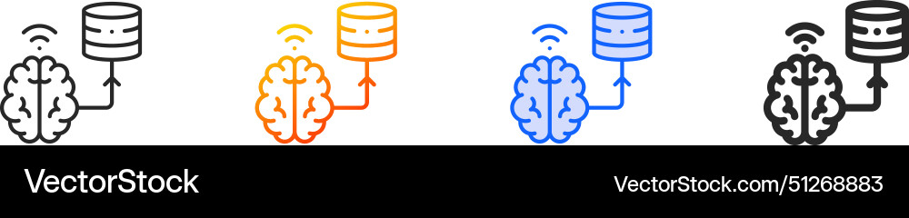 Brain server iconthin linear gradient blue stroke Vector Image