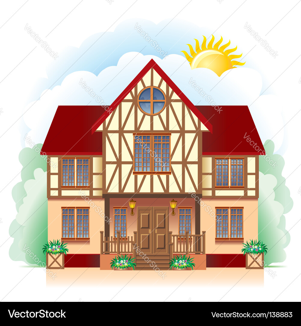 Detailed Cottage Exterior Royalty Free Vector Image