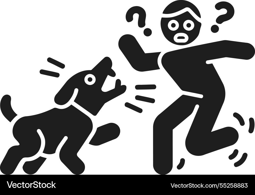 Dog attack fear icon Royalty Free Vector Image