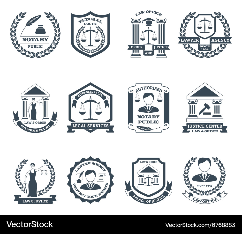 Lawyer black white logo set Royalty Free Vector Image