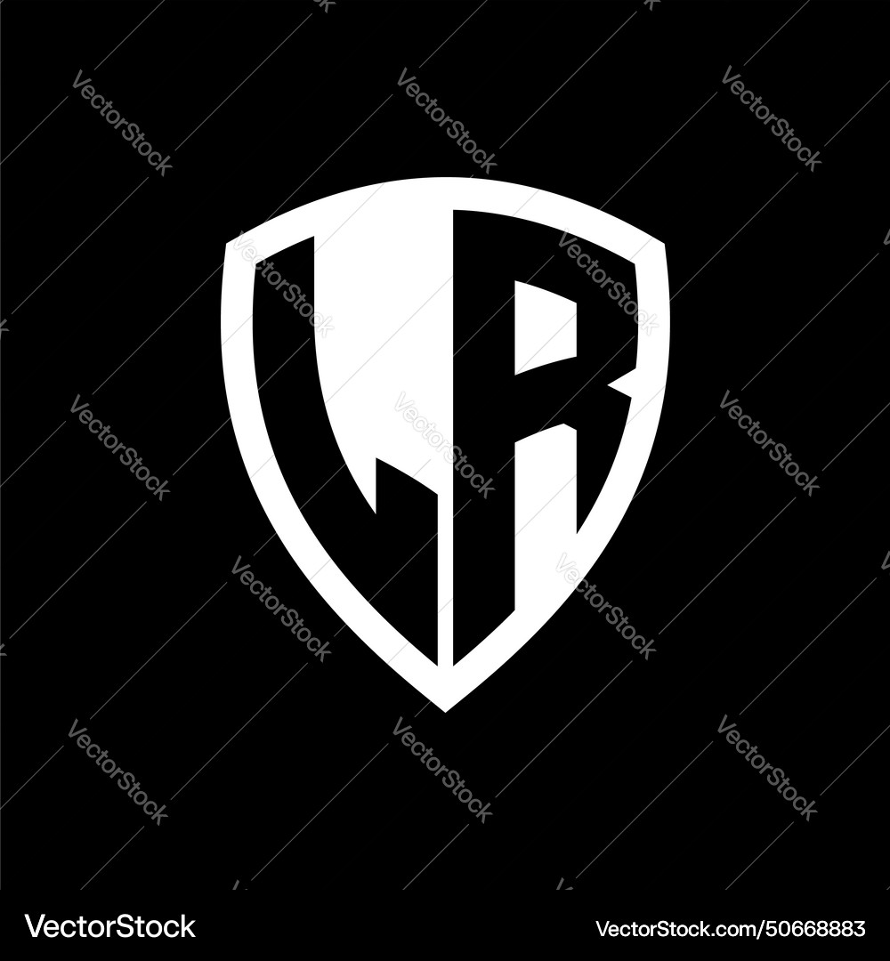 Lr monogram logo with bold letters shield shape Vector Image