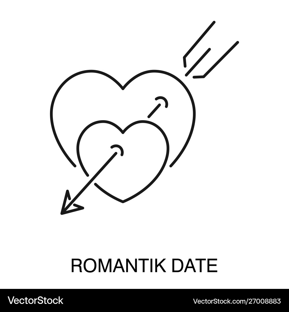 Romantic date symbol heart pierced with arrow Vector Image