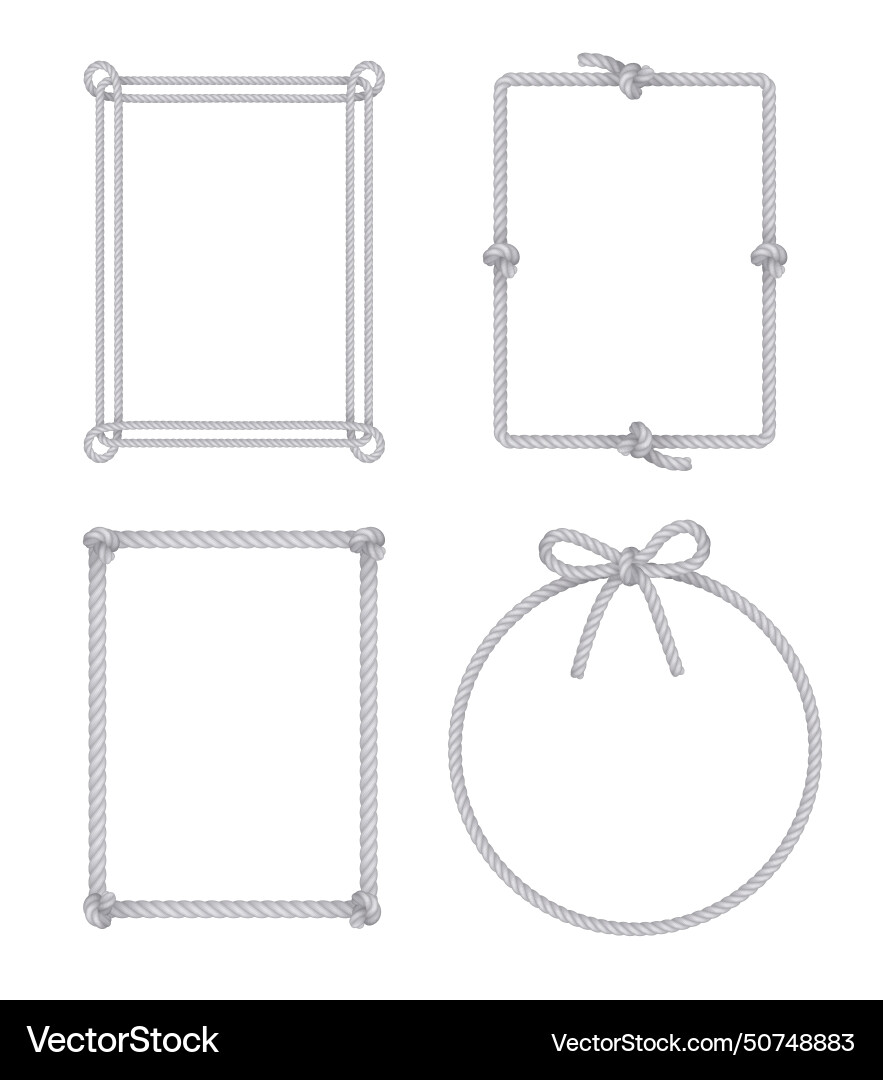 Rope knots frames set Royalty Free Vector Image