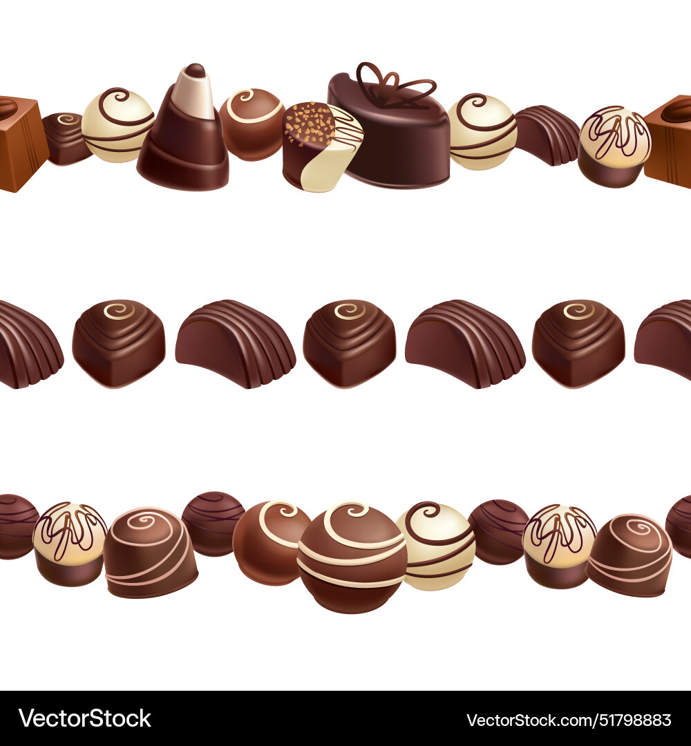 Seamless pattern of dark and milk chocolate sweets