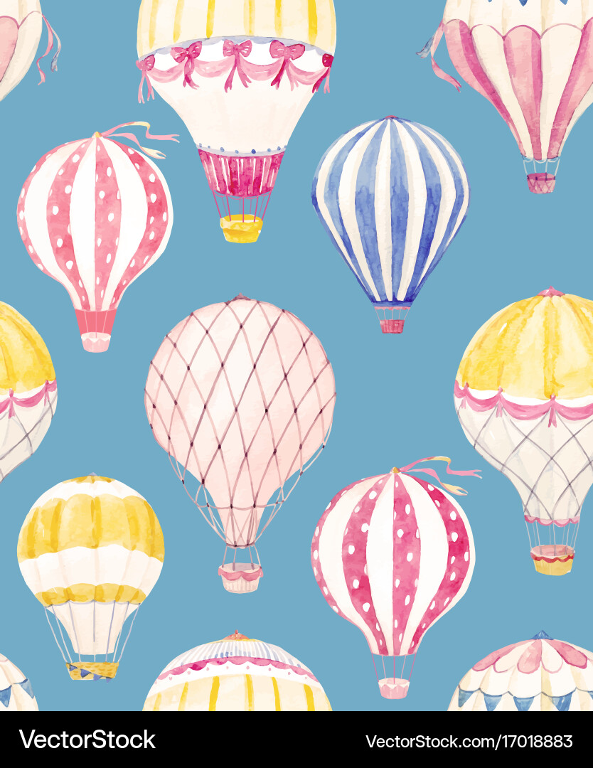 Watercolor air baloon pattern Royalty Free Vector Image