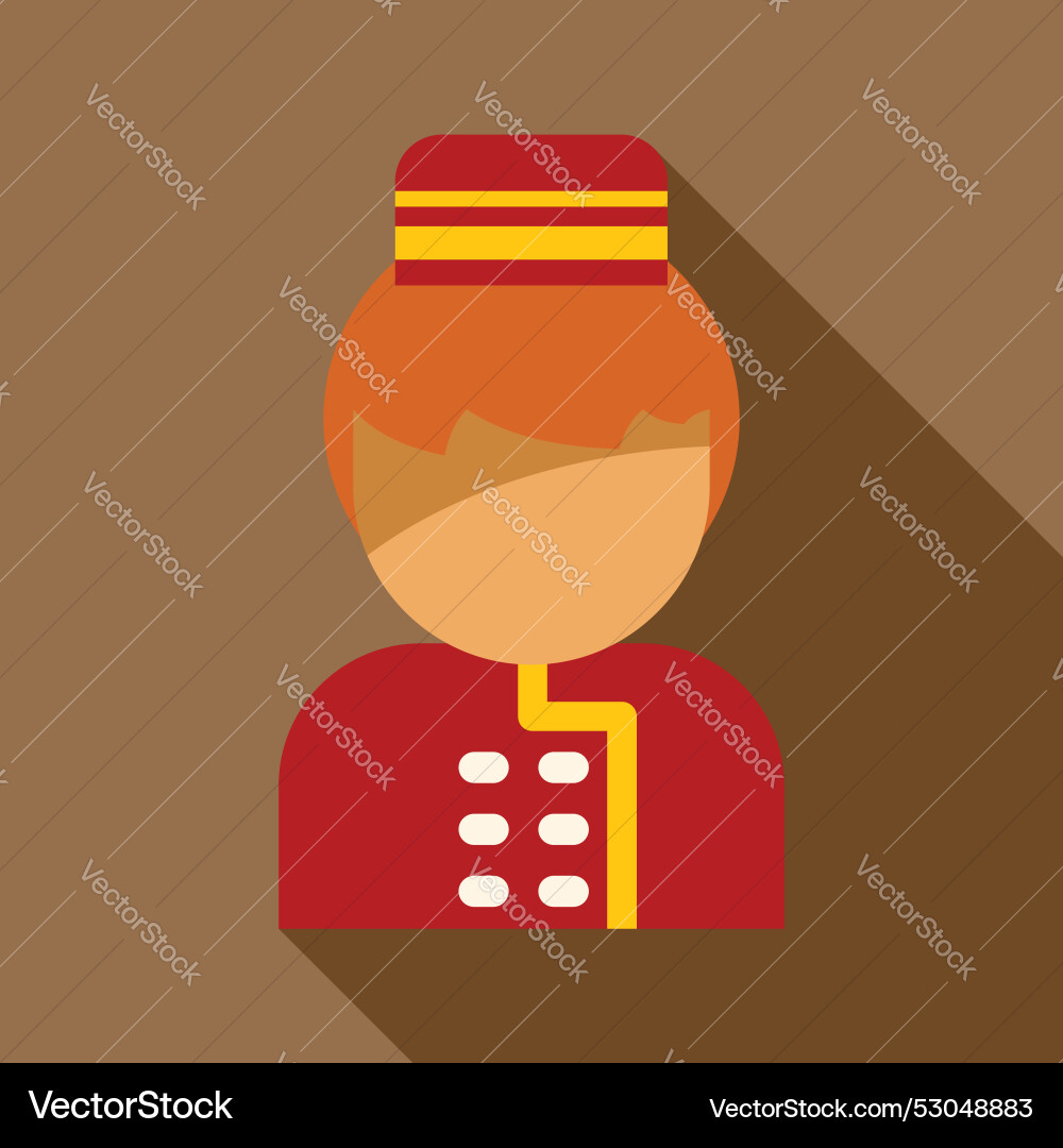 Young bellhop wearing red uniform standing Vector Image