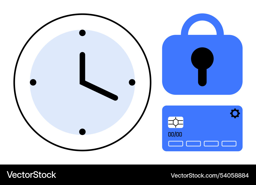 Clock security and credit card safety concepts Vector Image