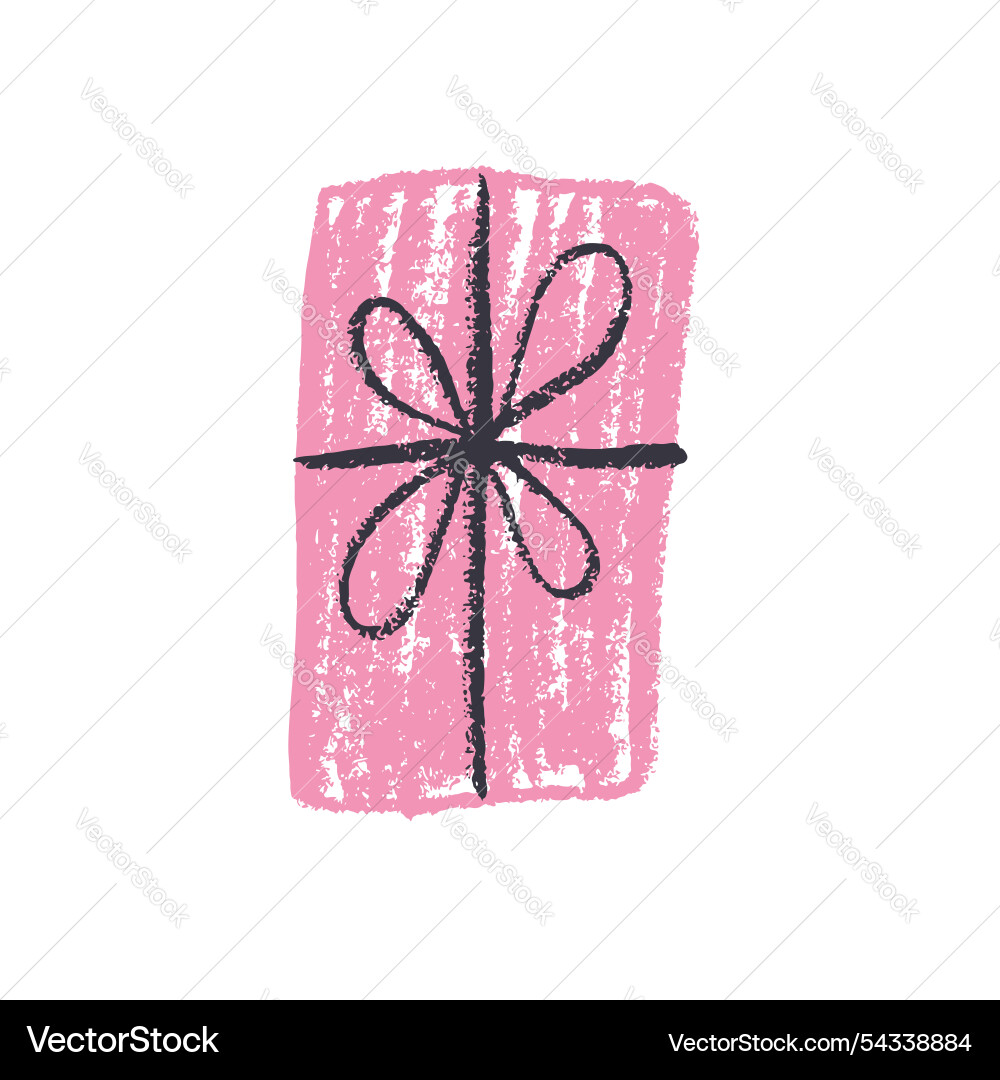 Crayon square gift box scribble style festive Vector Image