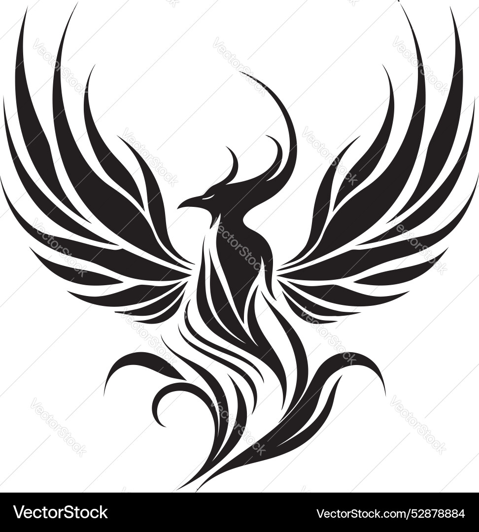Enigmatic phoenix silhouette mythical Royalty Free Vector Enigmatic phoenix silhouette mythical Royalty Free Vector