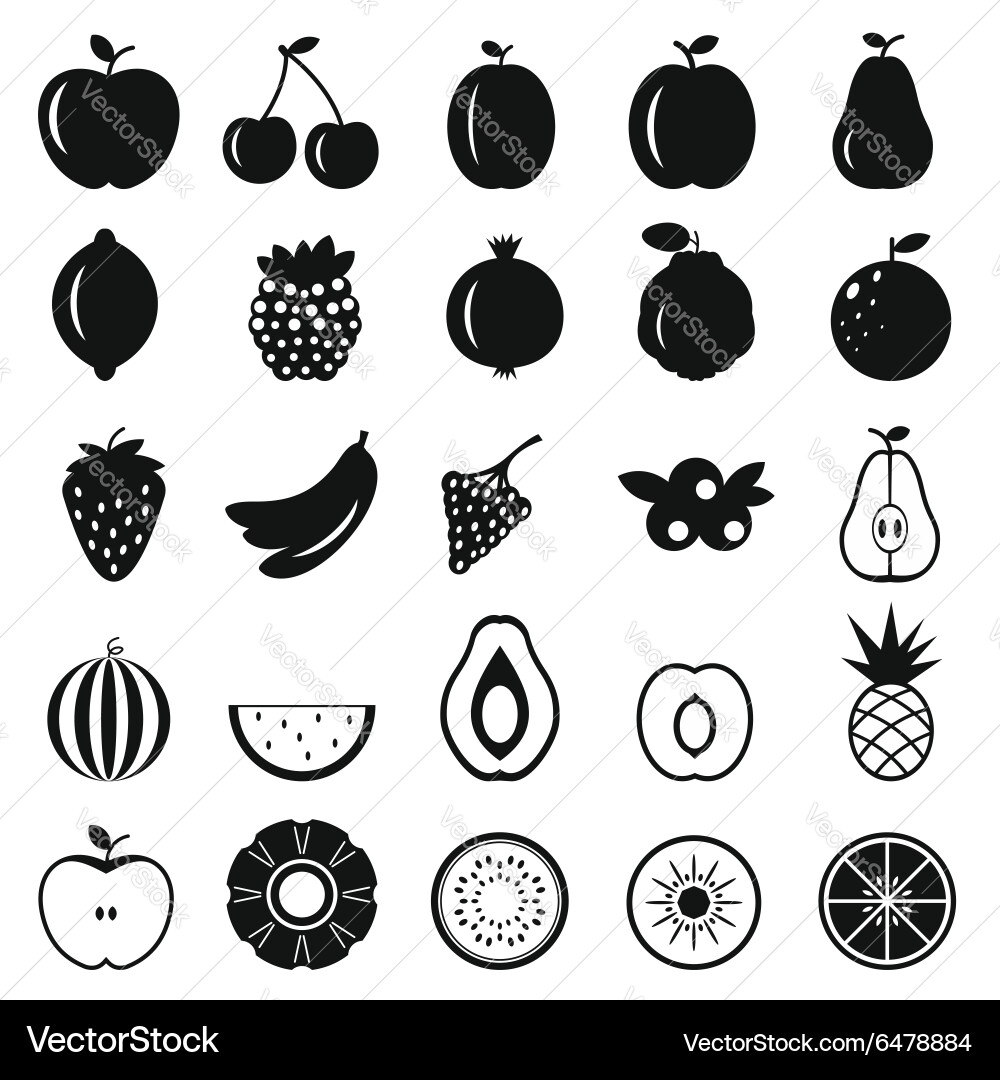 Fruits simple icons Royalty Free Vector Image - VectorStock
