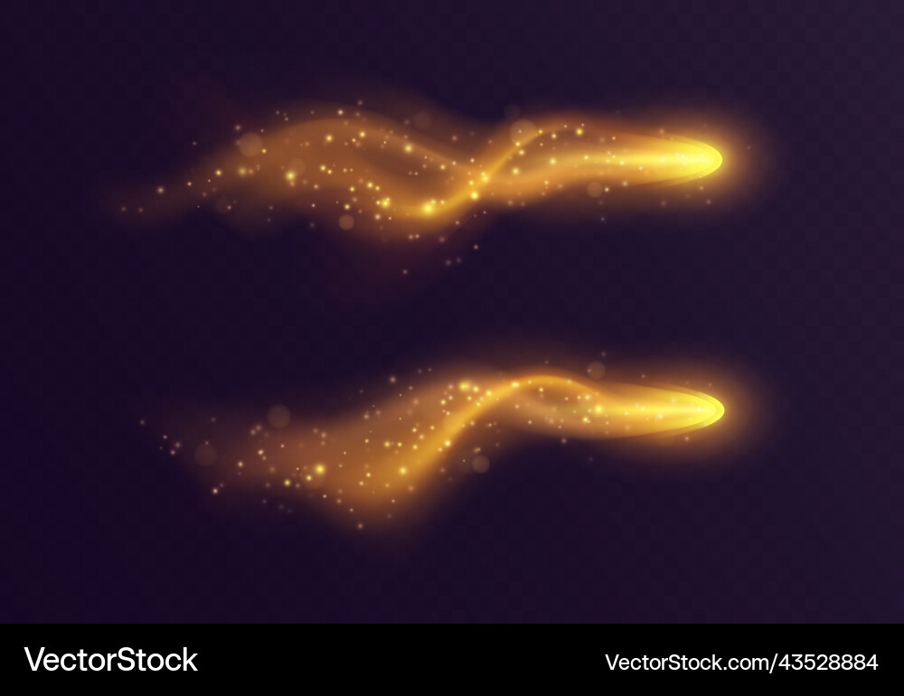 Golden light trail magic stardust with haze Vector Image
