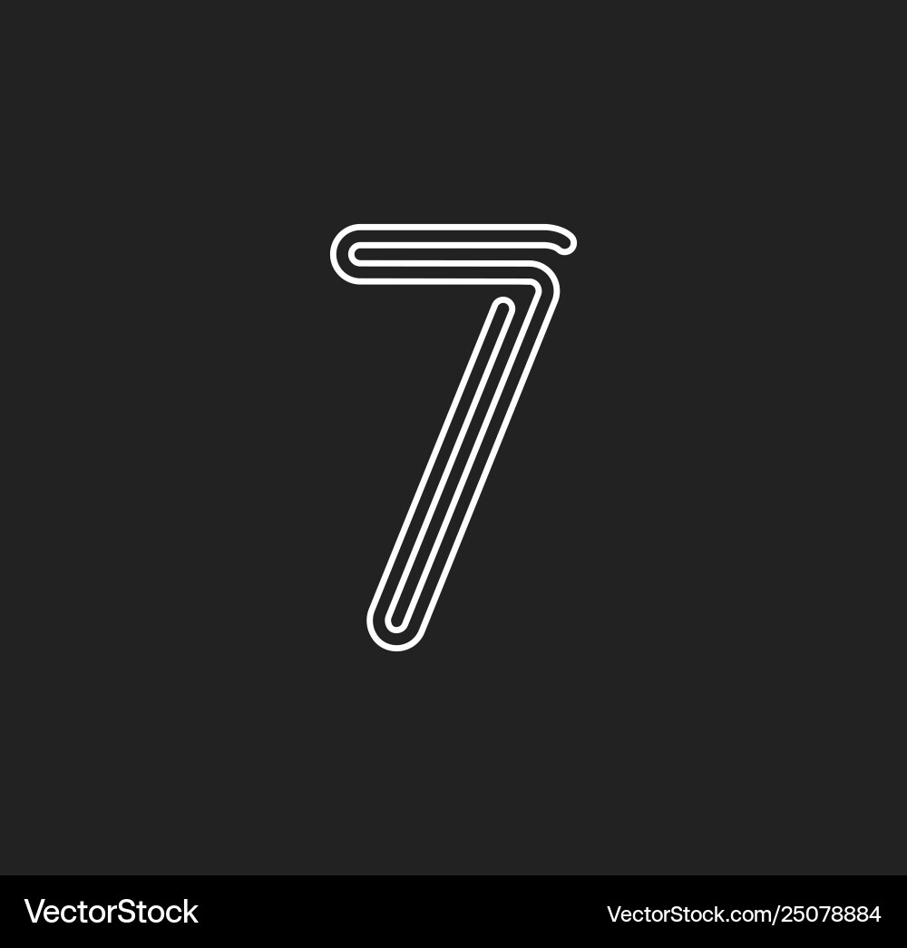 Lines number 7 thread maze style latin Royalty Free Vector