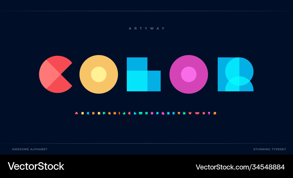 Overlay colorful alphabet color overlap Royalty Free Vector