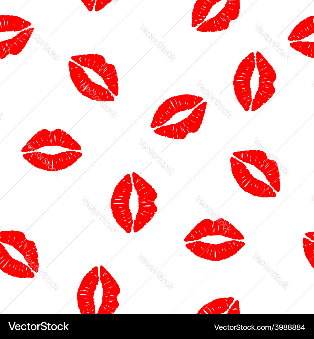 Seamless background with kisses Royalty Free Vector Image
