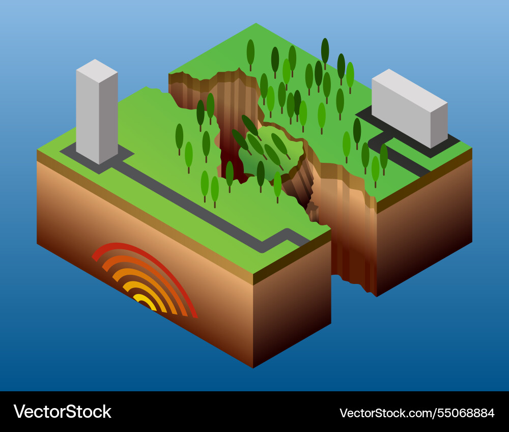 Seismic activity diagram isometric earth Vector Image
