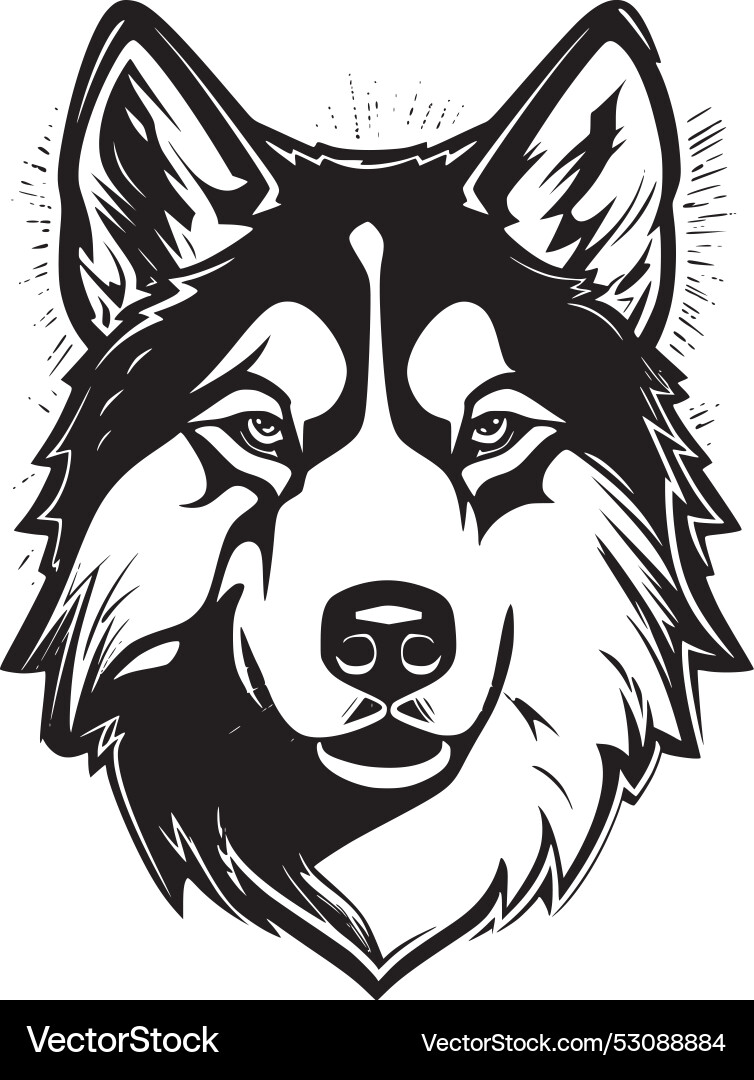 Siberian husky - black and white isolated icon Vector Image