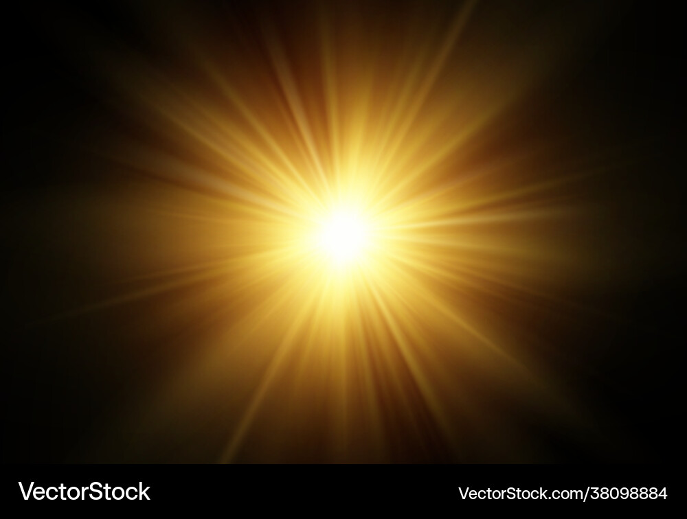 Sun rays transparent effect isolated on black Vector Image