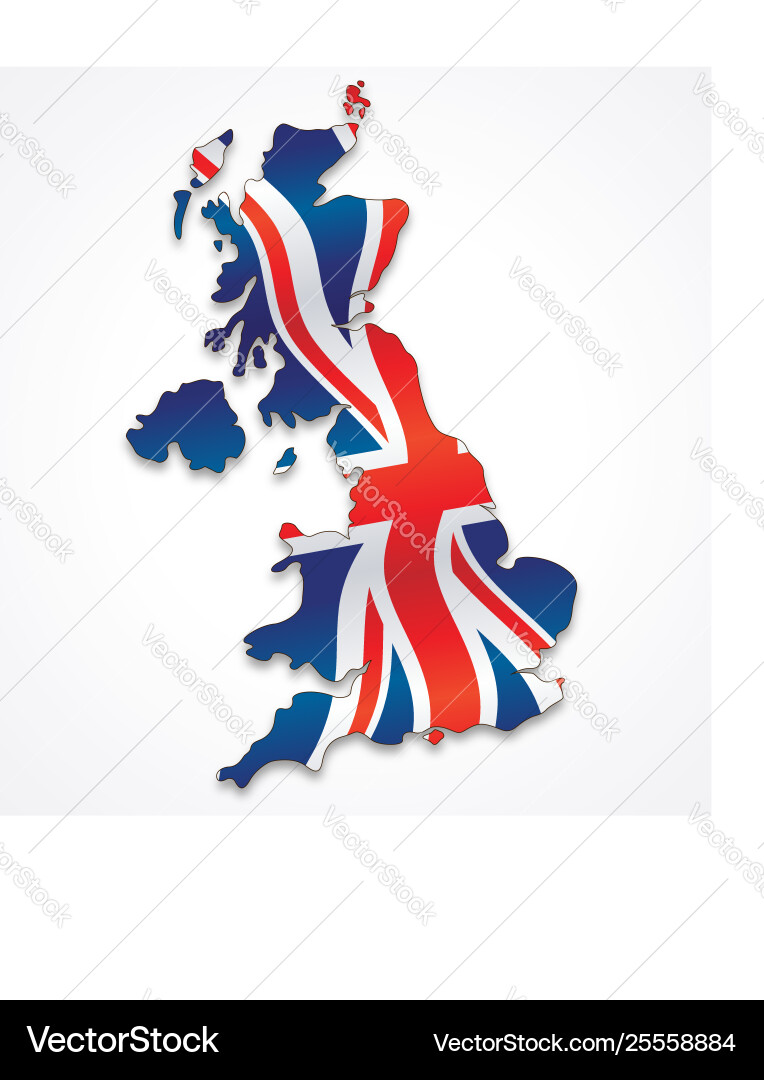 United kingdom great britain map with flag Vector Image