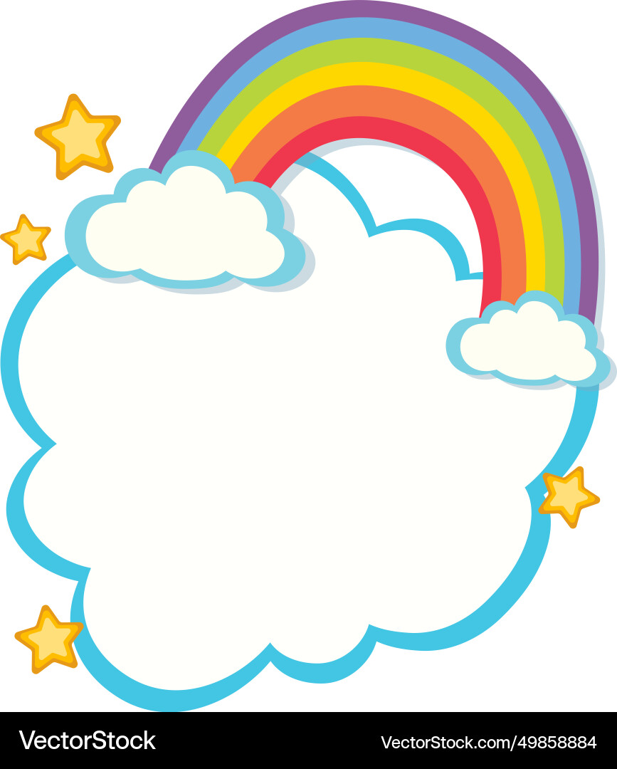 Vibrant rainbow with stars and clouds border Vector Image