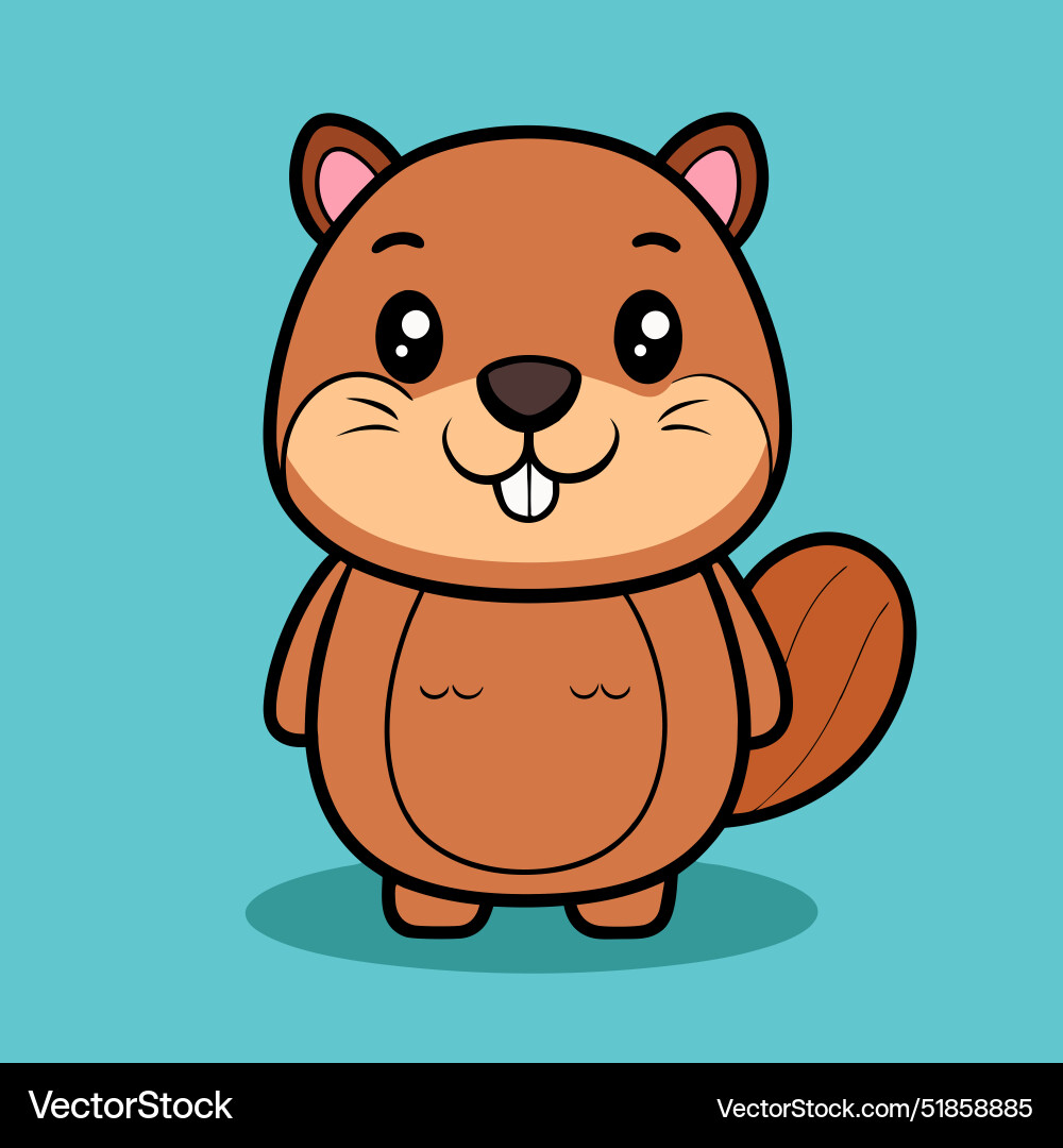 Cute beaver cartoon icon Royalty Free Vector Image