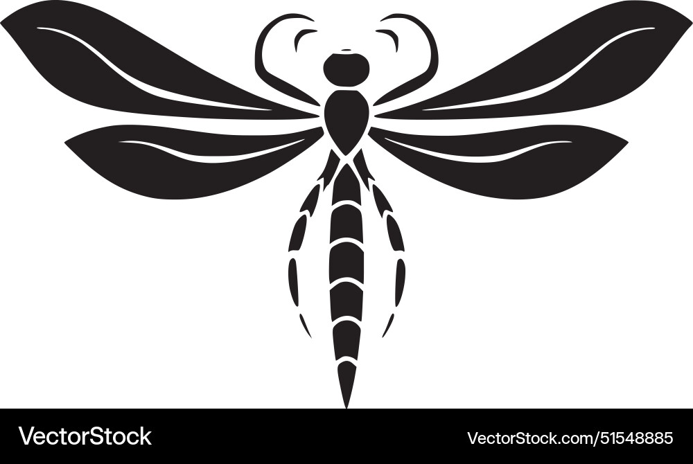 Dragonfly - black and white isolated icon Vector Image